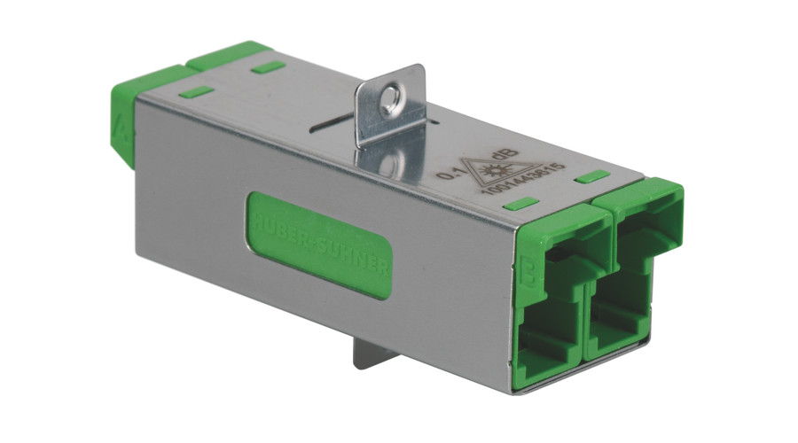 HUBER+SUHNER duplex E2000 adapter, SM APC high power 0.1 dB, zöld, csavarozható kivitel ...